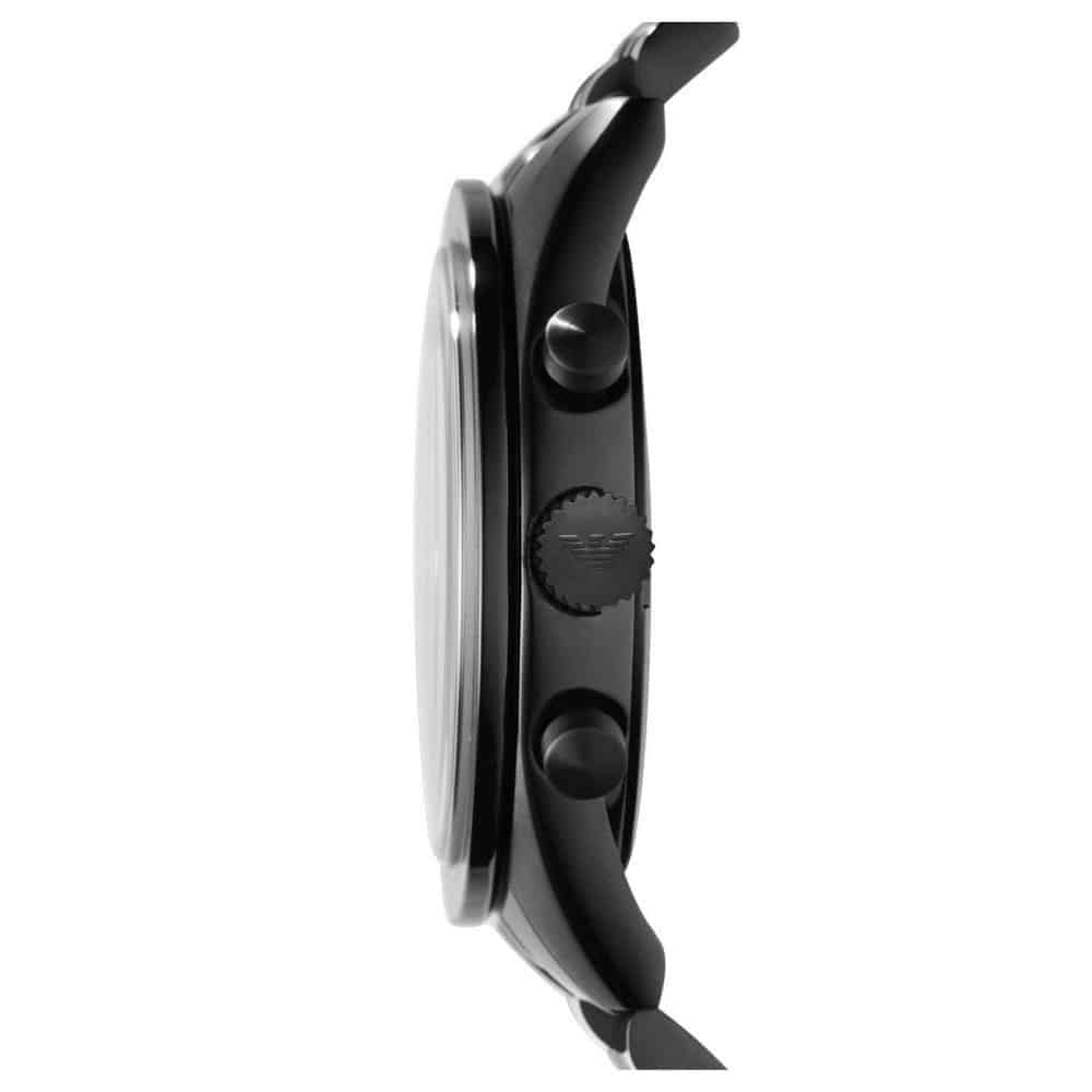 Emporio Armani Tazio Chronograph Matte Black Dial Black PVD-Plated Sta ...